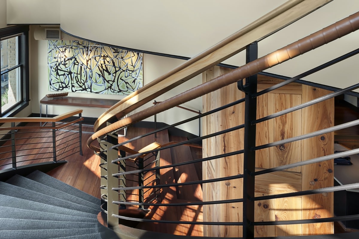 Spinneybeck Leather Wrapped Handrails | Office Snapshots